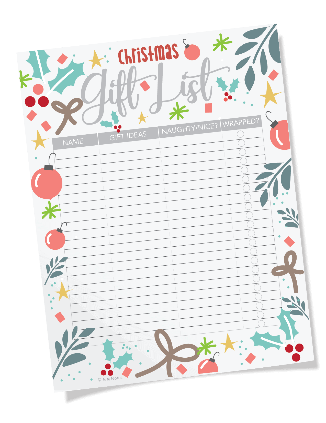 Free Christmas Gift List Printable To Stay Organized During The Holidays 