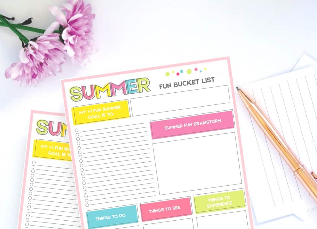 Summer Bucket List Printable Template To Organize Your Summer Fun!