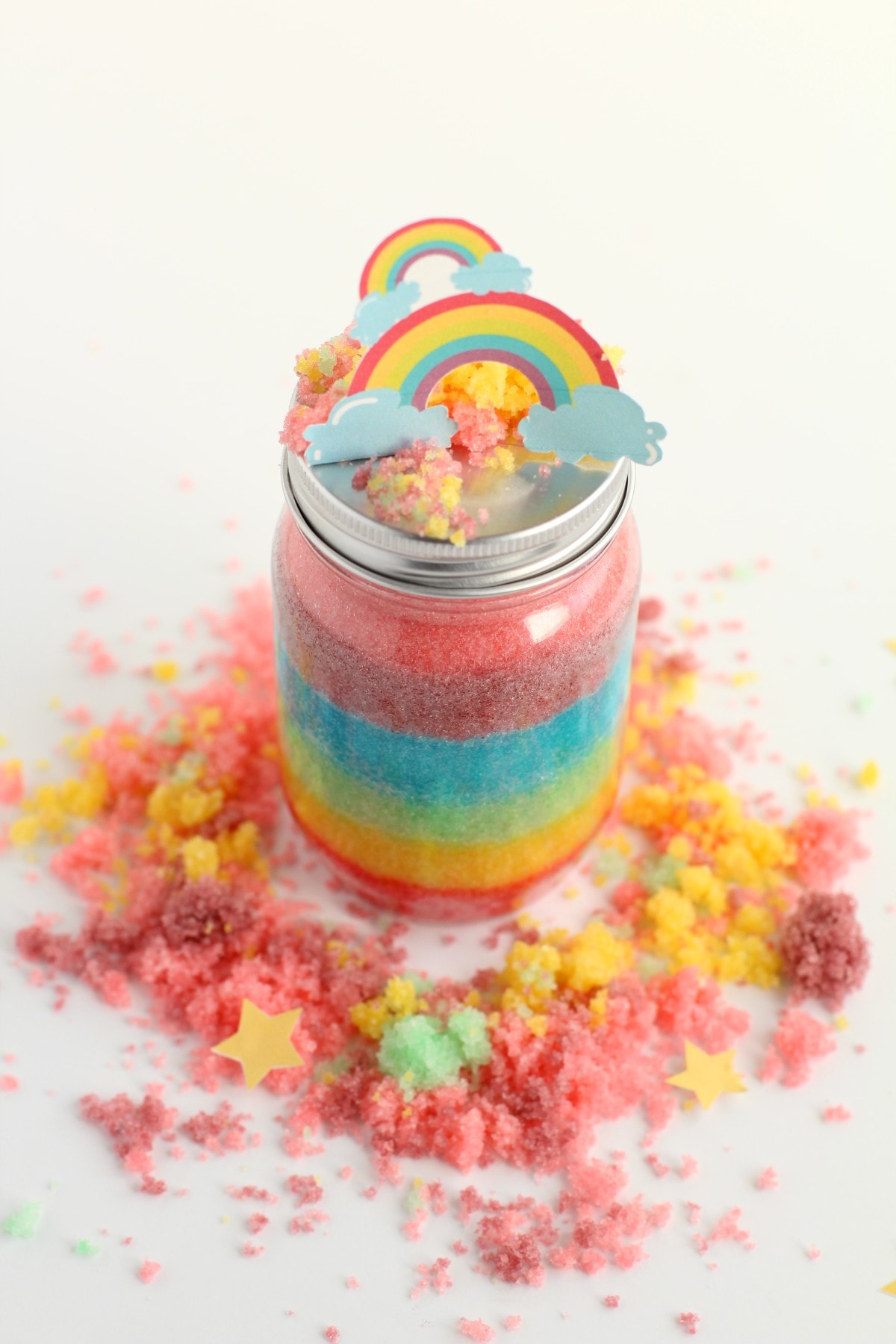 DIY Rainbow Sugar Scrub With Free Printable Rainbow Label