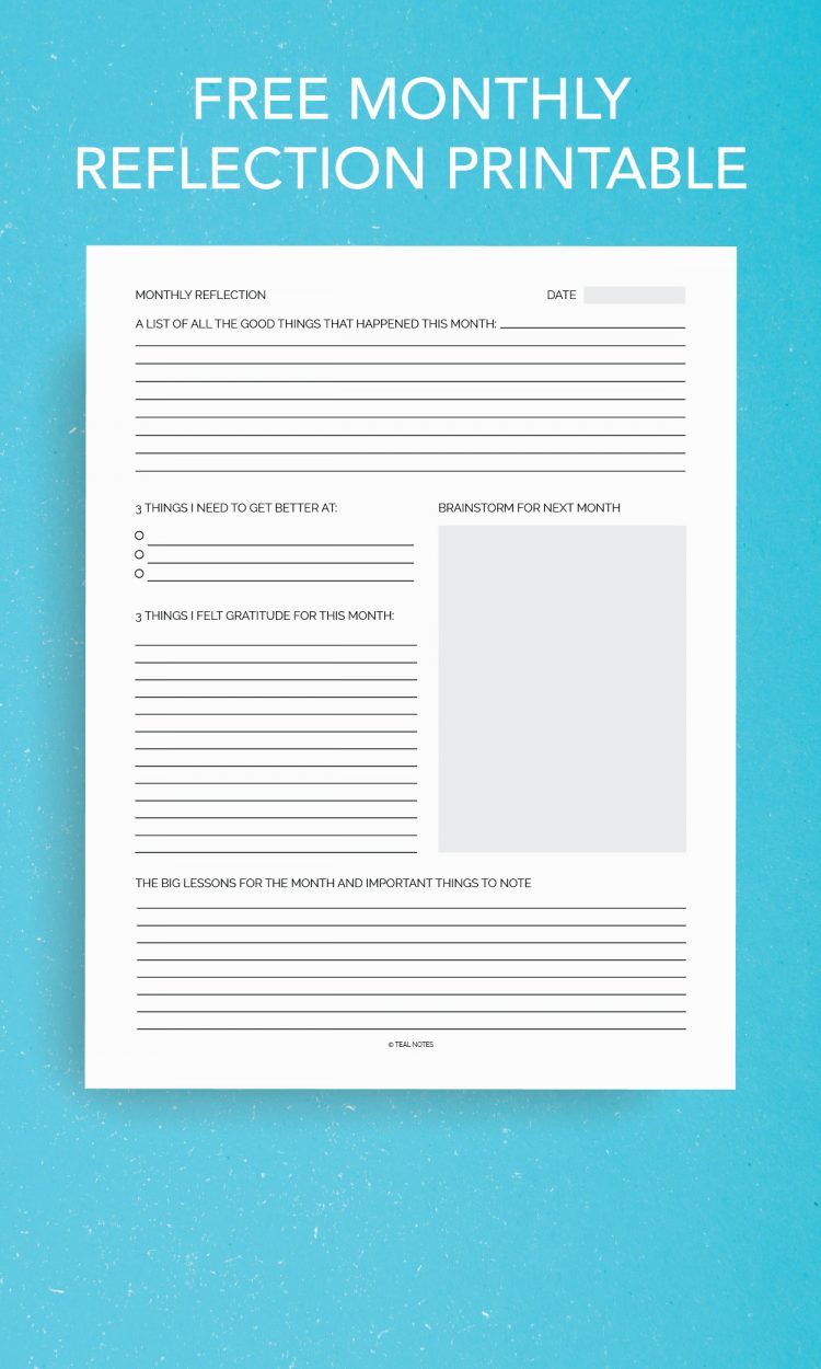 Free Monthly Reflection Printable